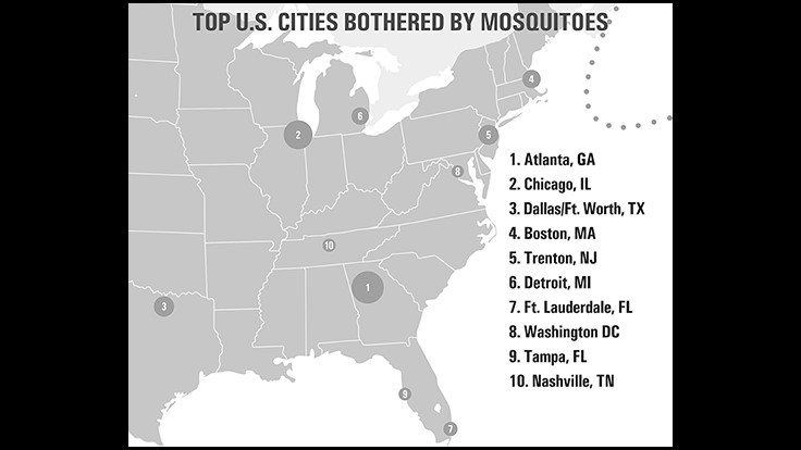 TruGreen Announces List of Top Cities Bothered by Mosquitoes - Pest ...