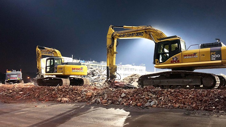 Rival demo companies bring down Old Dominion stadium - Construction ...