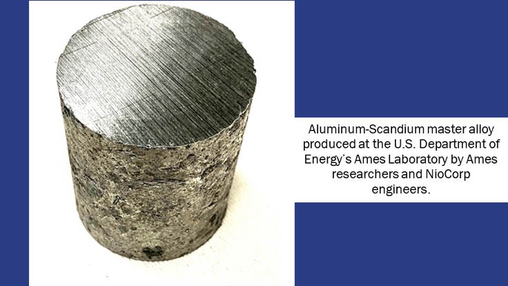 NioCorp produces aluminum-scandium master alloy - Aerospace ...