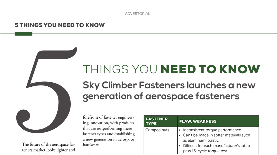 Sky Climber Fasteners launches a new generation of aerospace fasteners ...