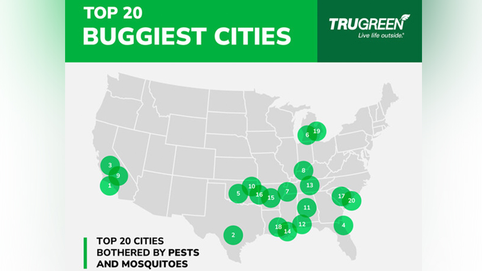 TruGreen Announces 2024 List of Top 20 U.S. Buggiest Cities - Pest ...